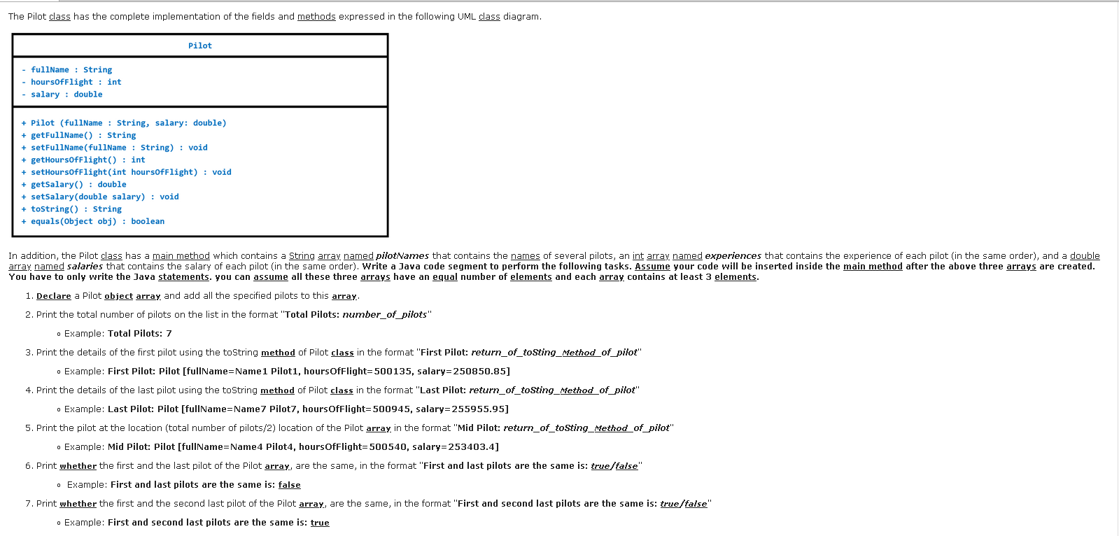 Solved The Pilot class has the complete implementation of | Chegg.com