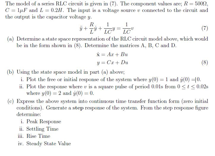 = LC Ic? The model of a series RLC circuit is given | Chegg.com