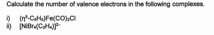 Solved Calculate the number of valence electrons in the | Chegg.com