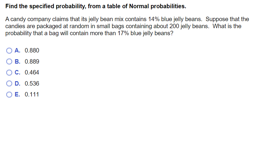 Solved Find the specified probability, from a table of | Chegg.com