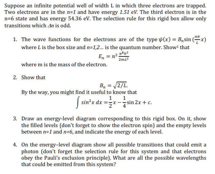 Solved Suppose an infinite potential well of width L in | Chegg.com