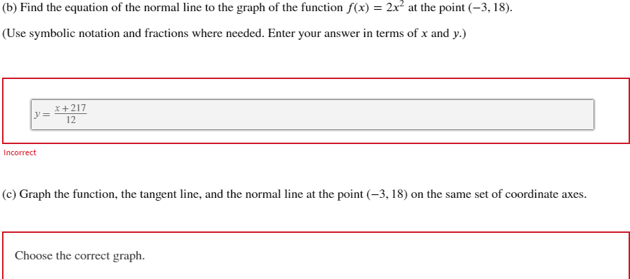 Solved (b) Find the equation of the normal line to the graph | Chegg.com