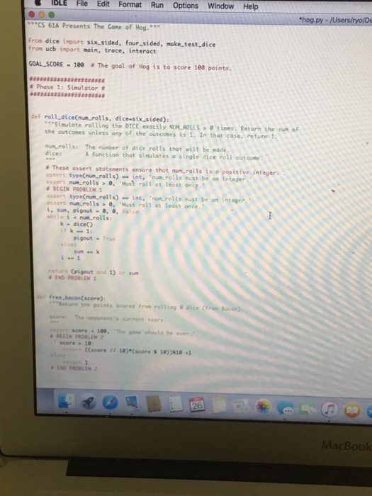 IDLE File Edit Format Run Options Window Help | Chegg.com