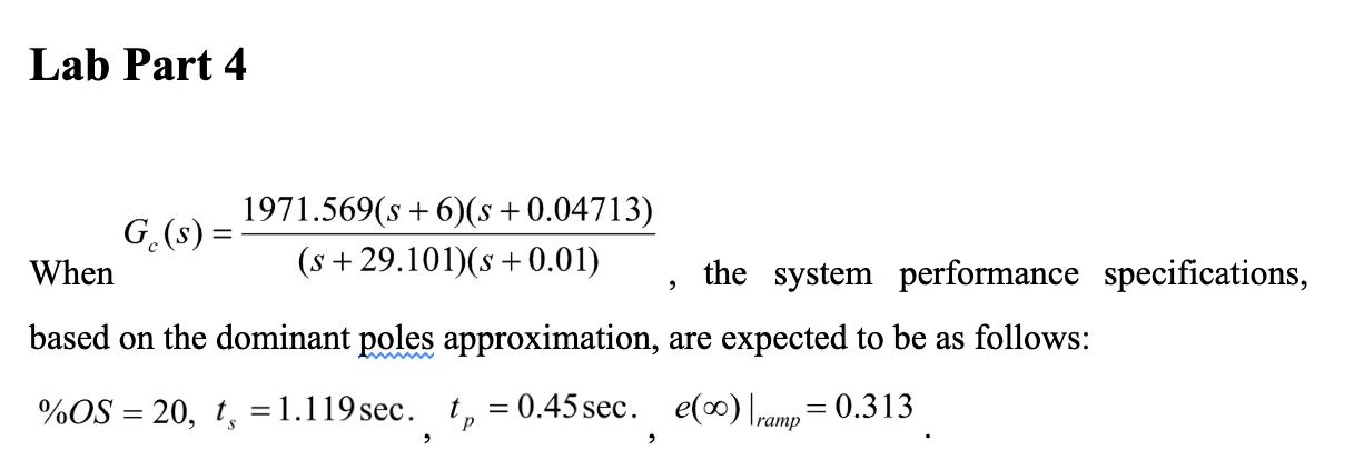 e) Determine, using MATLAB, the closed loop system | Chegg.com