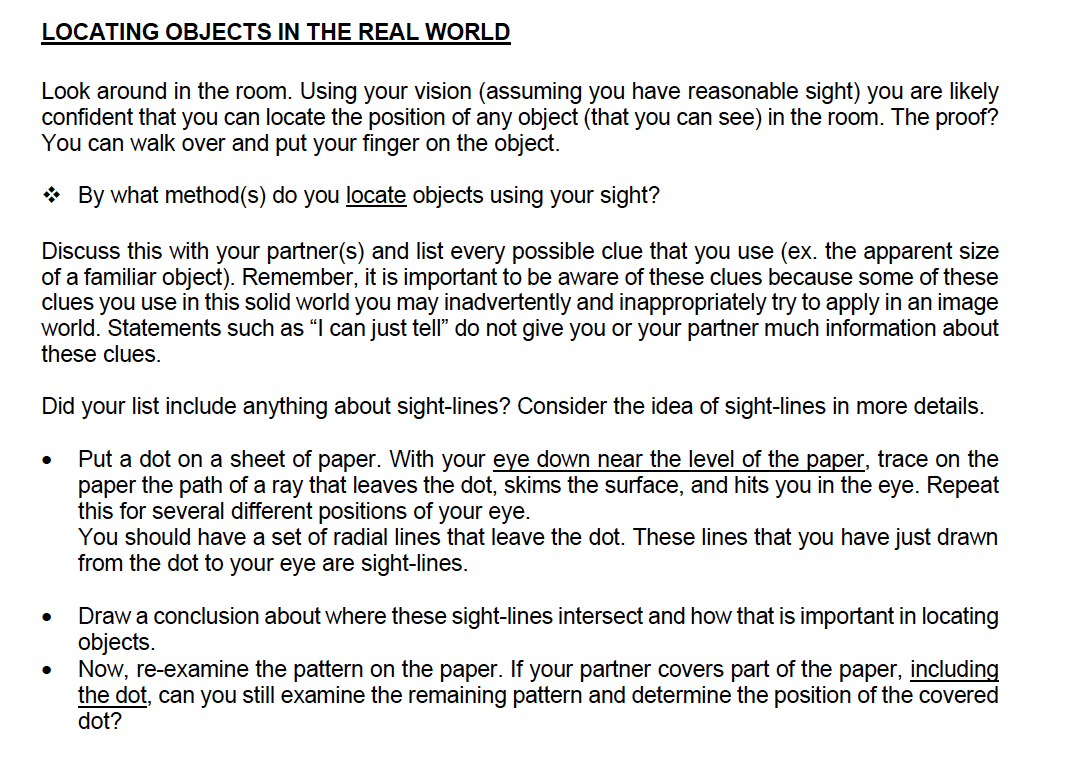 LOCATING OBJECTS IN THE REAL WORLD Look around in the | Chegg.com