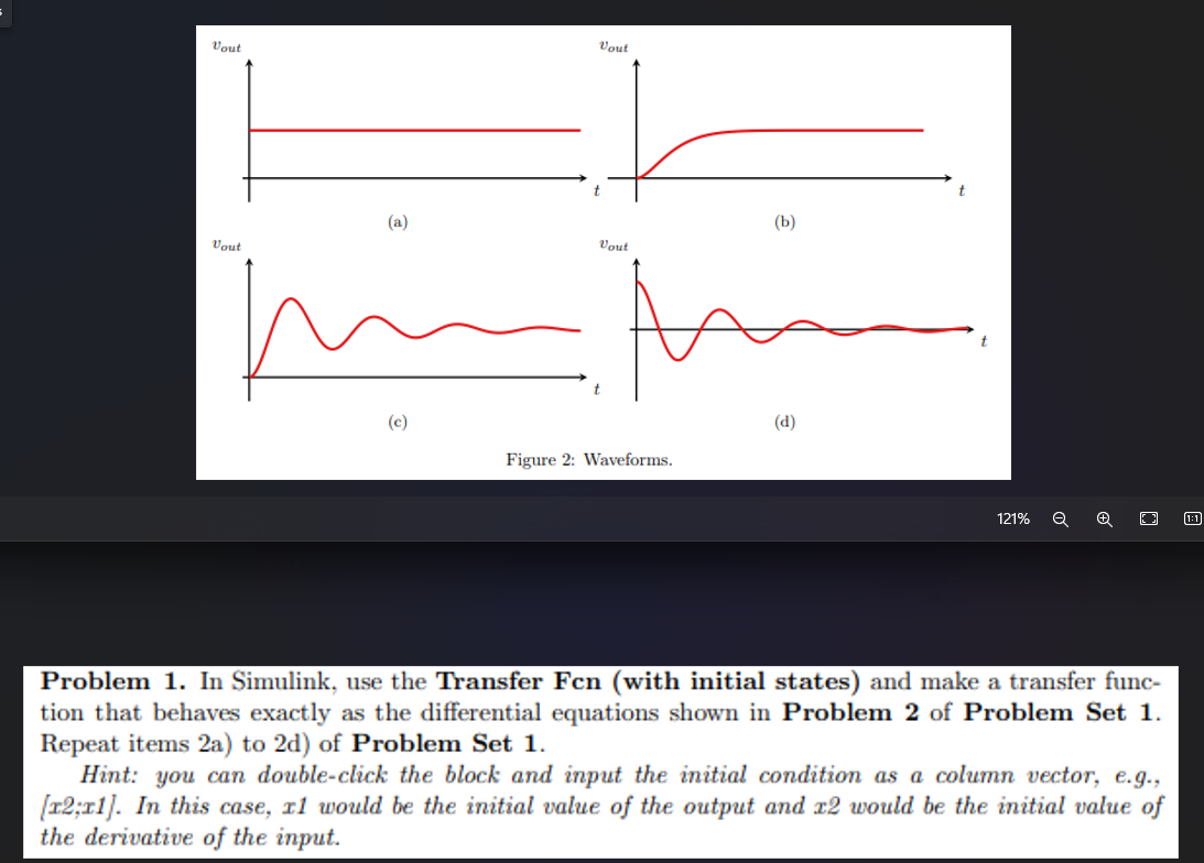 Solved Problem 1. In Simulink, use the Transfer Fcn (with | Chegg.com Solved Problem 1. In Simulink, use the Transfer Fcn (with | Chegg.com