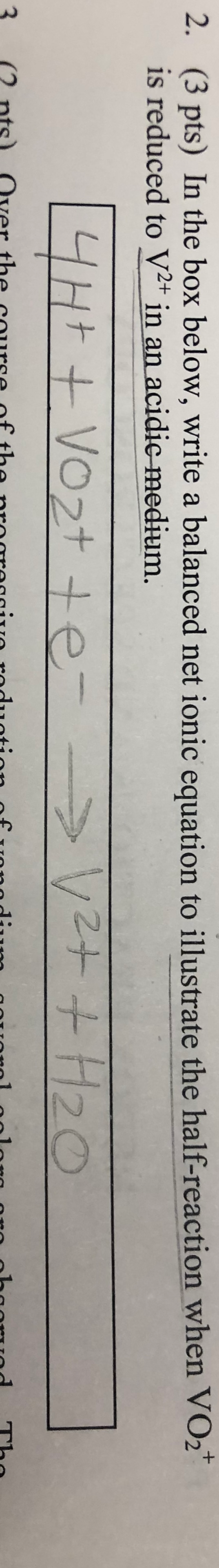 Solved 2. (3 pts) In the box below, write a balanced net | Chegg.com