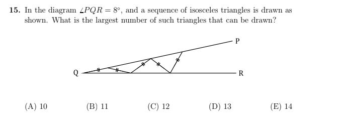 Solved 5. In the diagram ∠PQR=8∘, and a sequence of | Chegg.com
