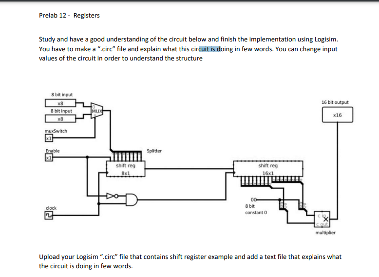 Upload your Logisim “.circ” file that contains shift | Chegg.com