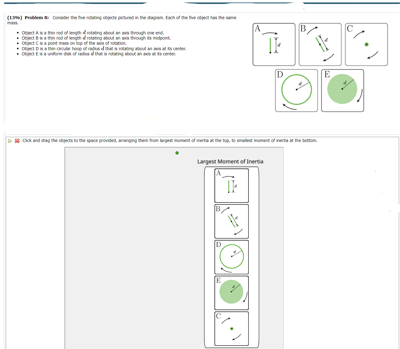 Solved Consider the five rotating objects pictured in the | Chegg.com