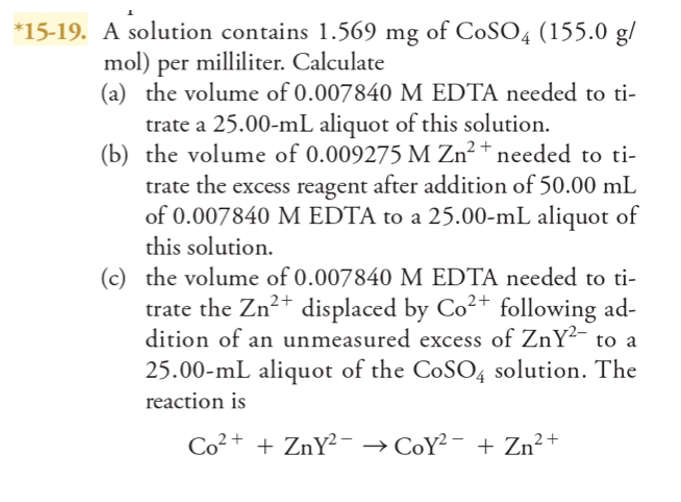 Solved 5-19. A solution contains 1.569mg of CoSO4(155.0 g/ | Chegg.com