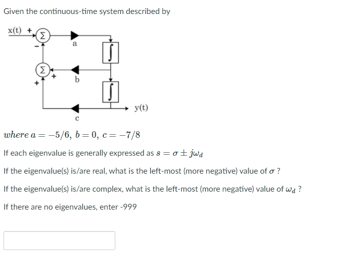 Solved Given the continuous-time system described by x(t) + | Chegg.com