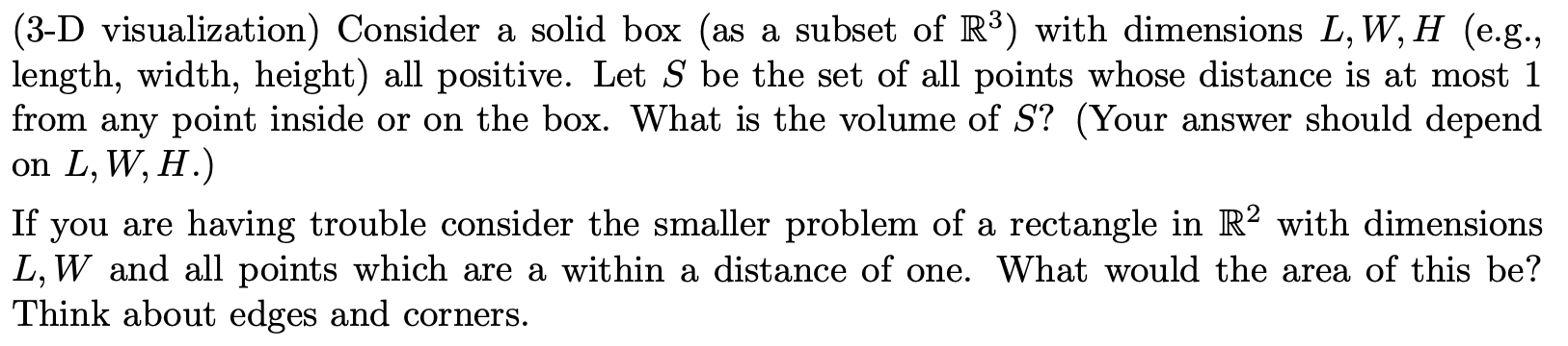 Solved (3-D visualization) Consider a solid box (as a subset | Chegg.com