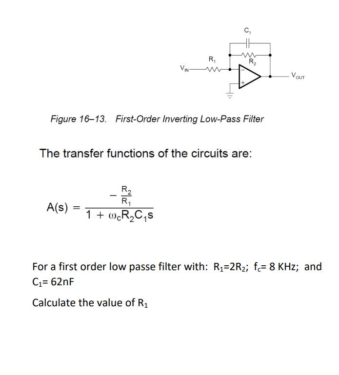 Solved C R R2 VOUT Figure 16–13. First-Order Inverting | Chegg.com
