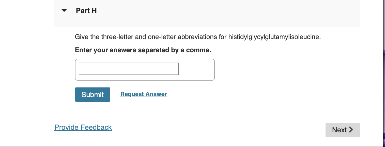 Solved Part HGive the three-letter and one-letter | Chegg.com