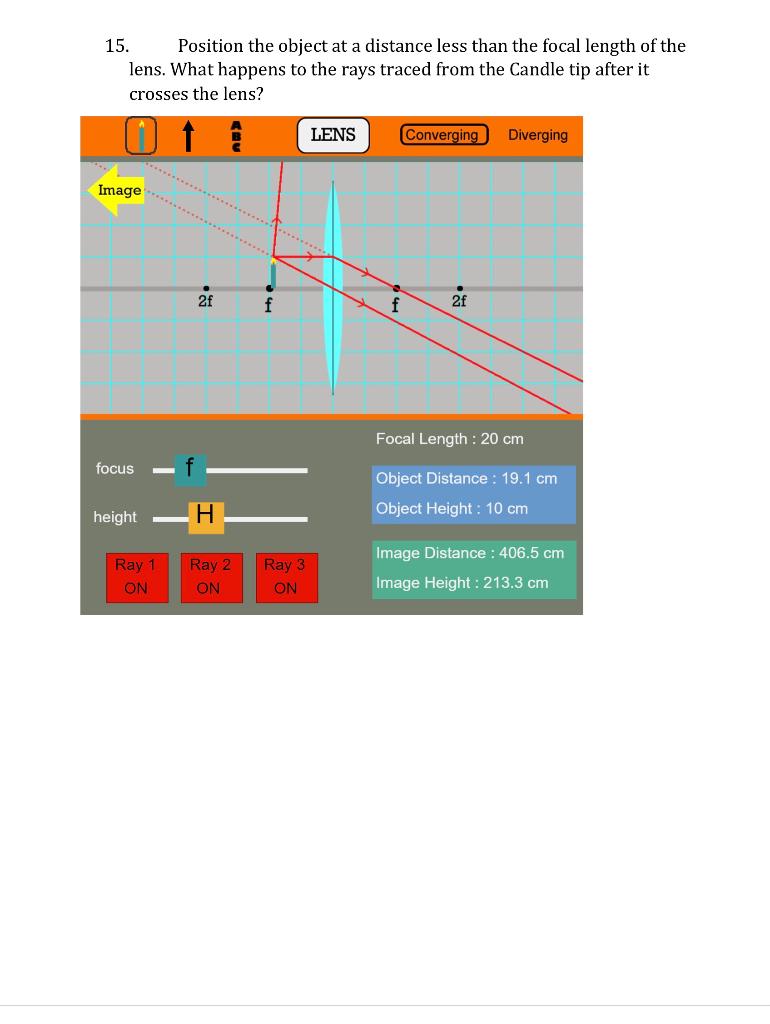 Solved 15. Position the object at a distance less than the | Chegg.com