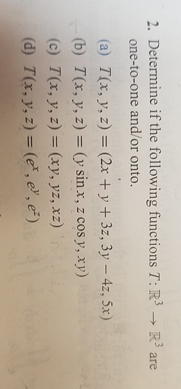 Solved 2. Determine if the following functions T: R3 R3 are | Chegg.com