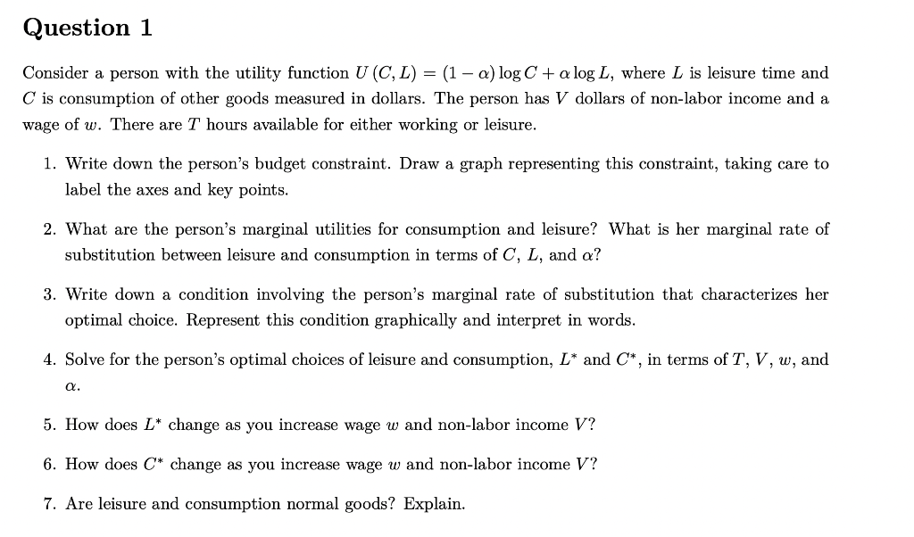 Solved Consider a person with the utility function | Chegg.com