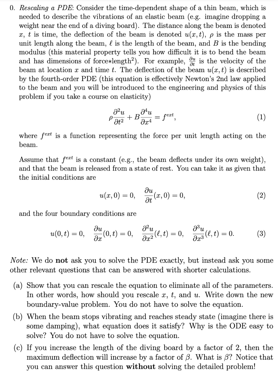 Solved 0. Rescaling a PDE: Consider the time-dependent shape | Chegg.com