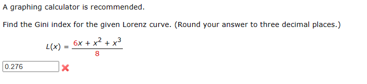 Solved A graphing calculator is recommended. Find the Gini | Chegg.com