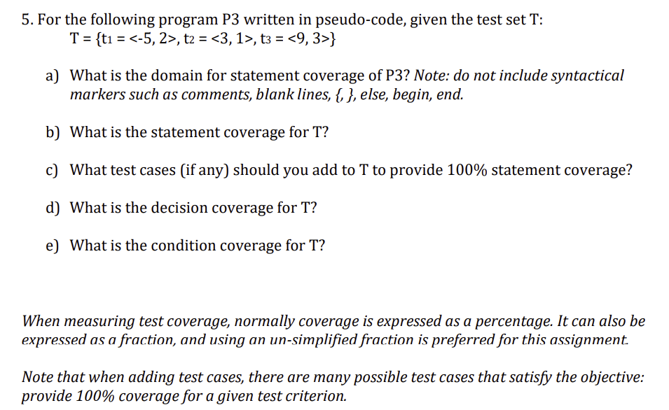 Solved 5. For the following program P3 written in | Chegg.com
