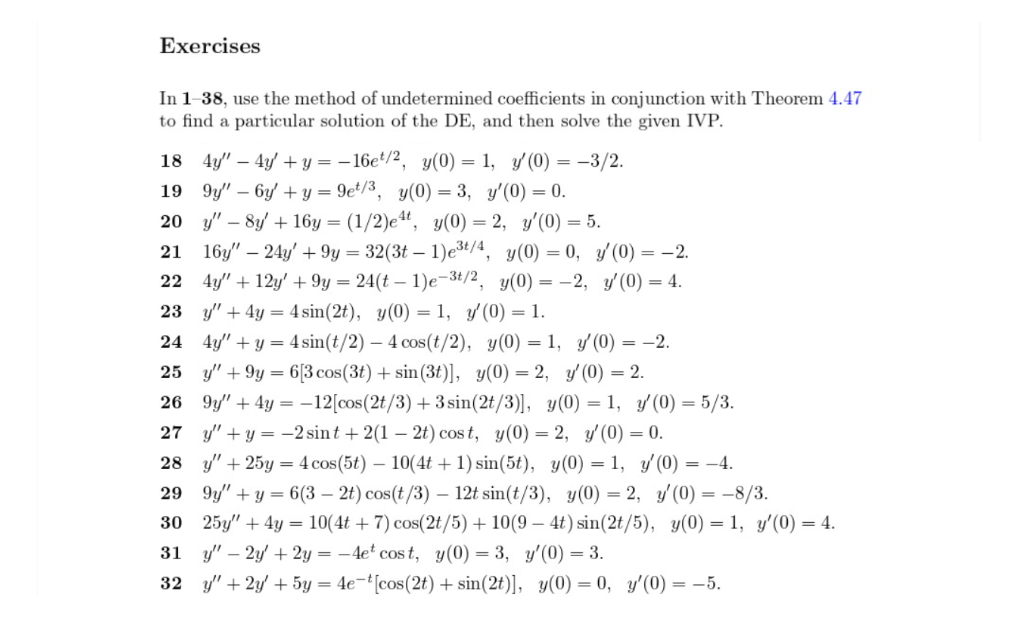 Solved In 1-38, use the method of undetermined coefficients | Chegg.com