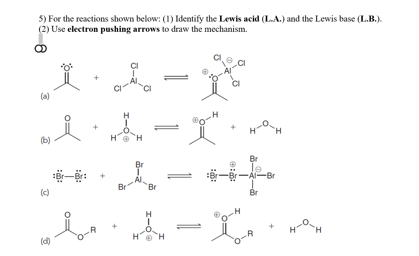 Solved 5) For the reactions shown below: (1) Identify the | Chegg.com