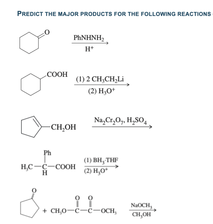Solved PREDICT THE MAJOR PRODUCTS FOR THE FOLLOWING | Chegg.com