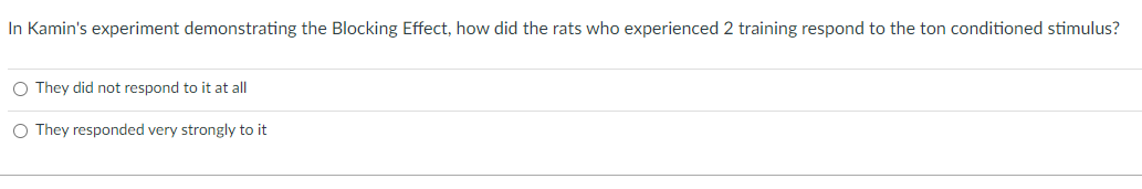 Solved In Kamin's experiment demonstrating the Blocking | Chegg.com