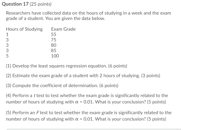 Solved Question 17 (25 points) Researchers have collected | Chegg.com