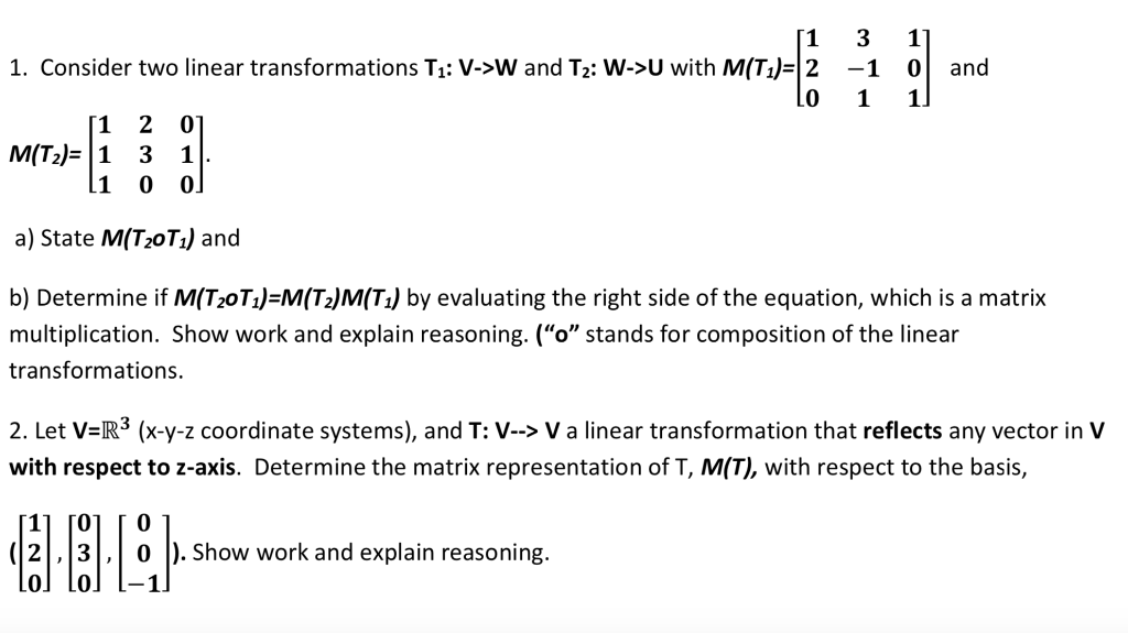 Solved 3 -1 1 11 0 1 and [1 1. Consider two linear | Chegg.com