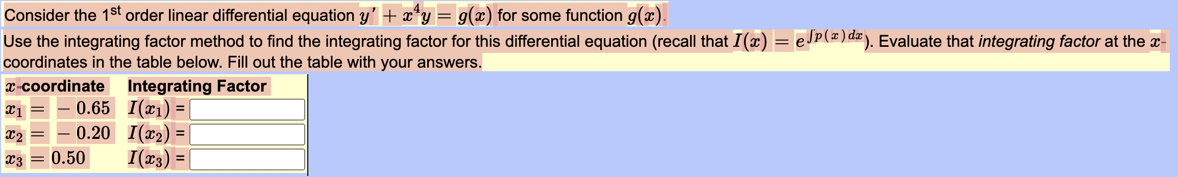 Solved Consider the 1st order linear differential equation | Chegg.com