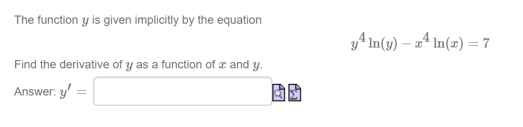 Solved The function y is ﻿given implicitly by ﻿the | Chegg.com