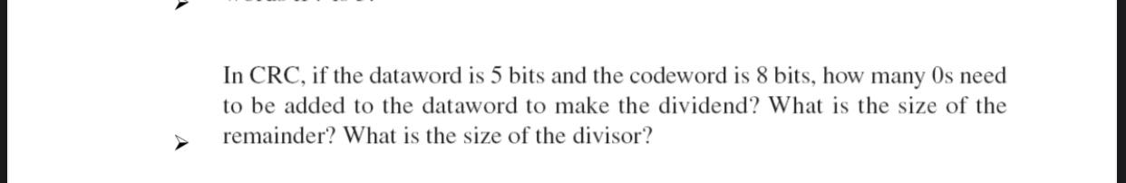 Solved In Crc If The Dataword Is 5 Bits And The Codeword Is