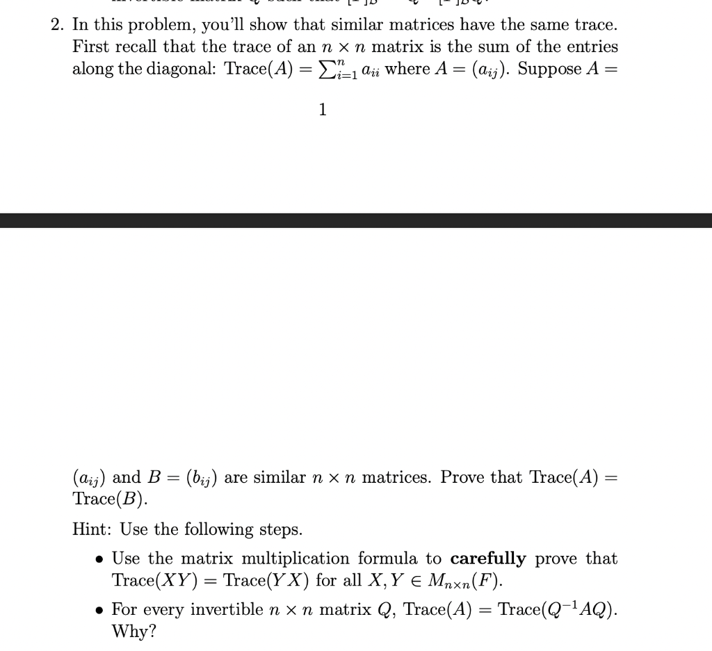Solved 2. In this problem, you'll show that similar matrices | Chegg.com
