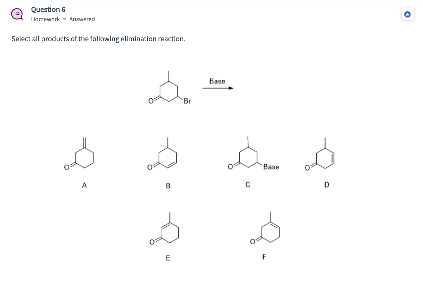 Solved Select all products of the following elimination | Chegg.com
