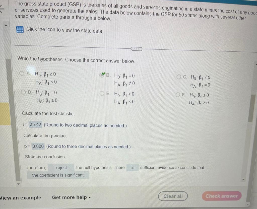 The gross state product (GSP) is the sales of all | Chegg.com