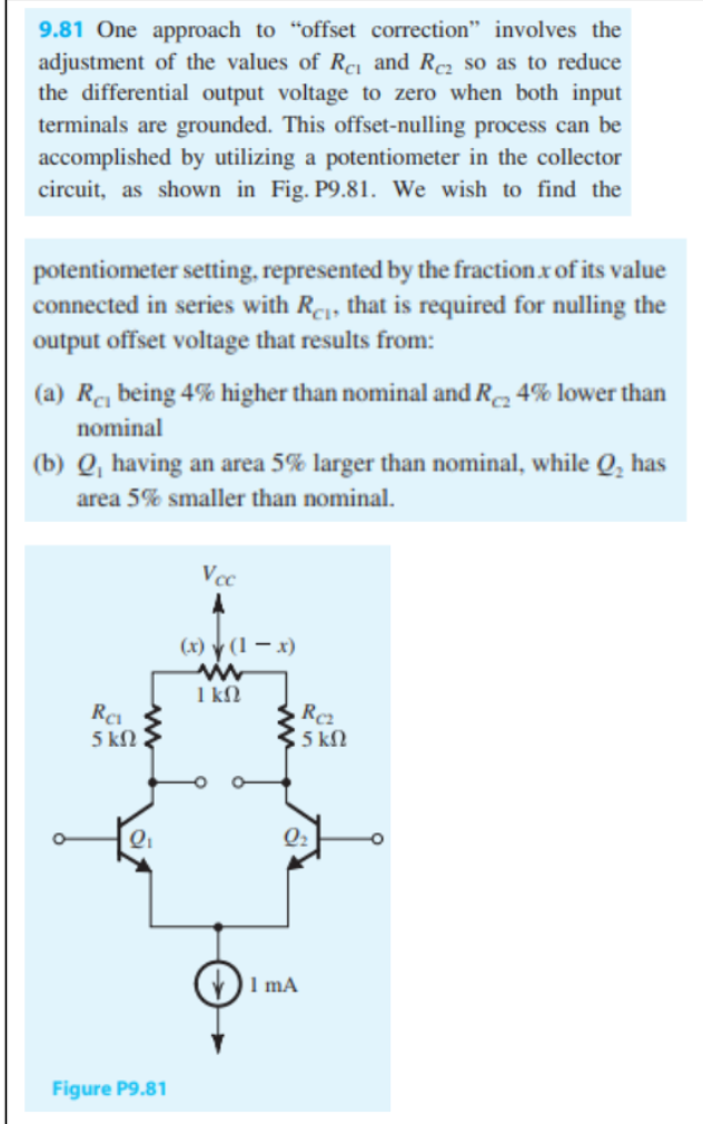 Solved 9.81 One approach to "offset correction” involves the | Chegg.com