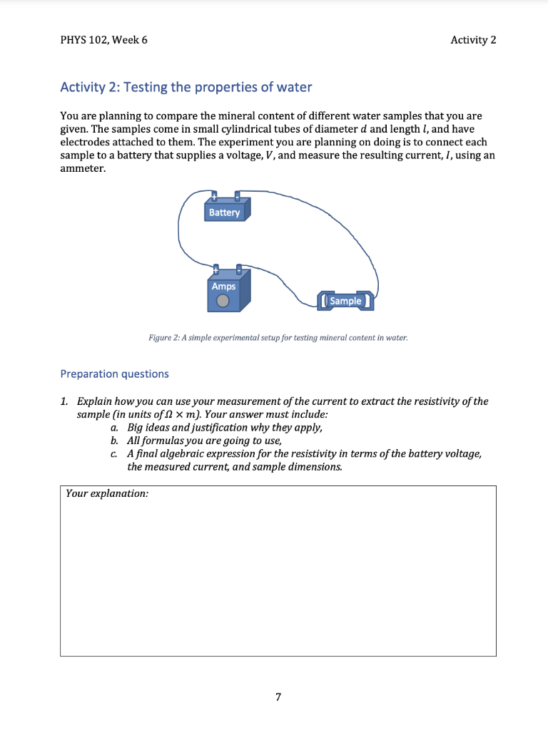Solved Activity 2: Testing the properties of water You are | Chegg.com