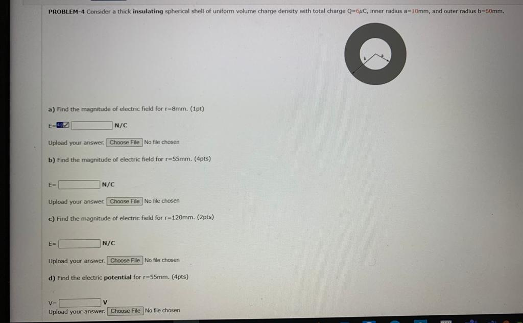 Solved Consider a thick insulating spherical shell of | Chegg.com