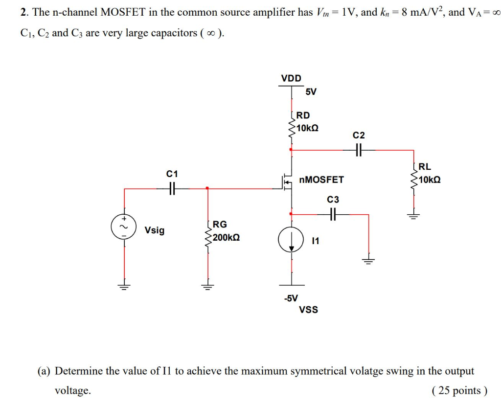 Solved 2. The n-channel MOSFET in the common source | Chegg.com