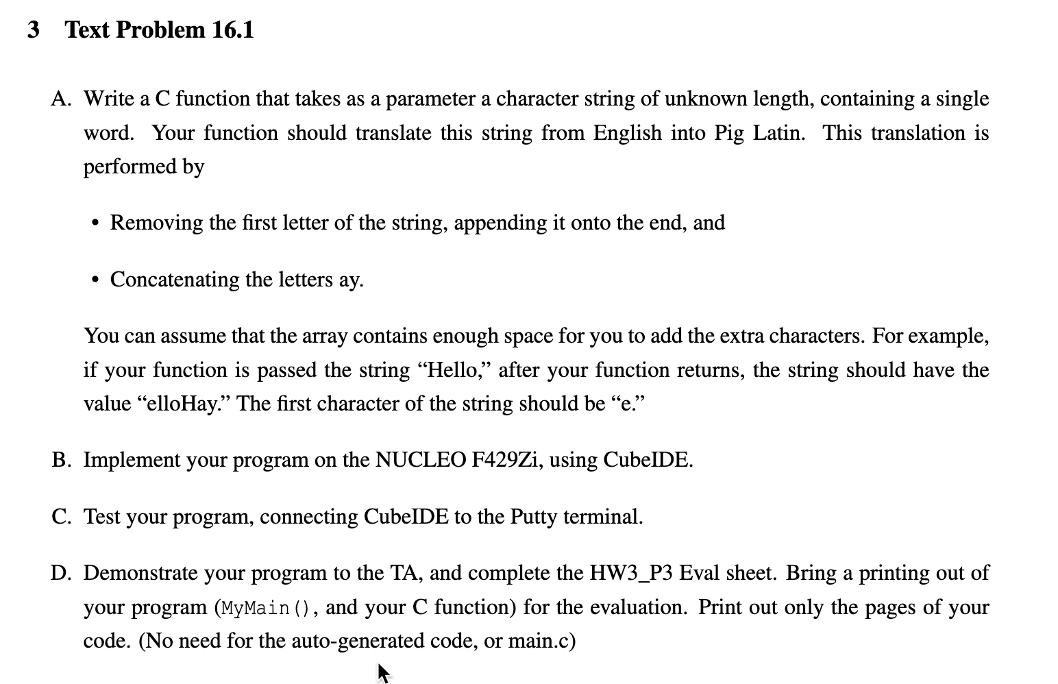 Solved A. Write a C function that takes as a parameter a | Chegg.com