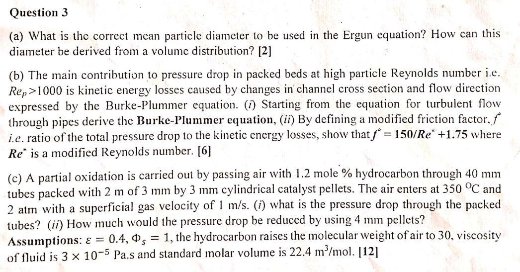 Solved Question 3 (a) What is the correct mean particle | Chegg.com