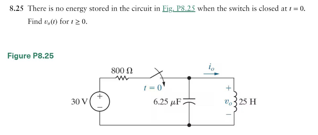 Solved 8.25 ﻿There is no energy stored in the circuit in | Chegg.com
