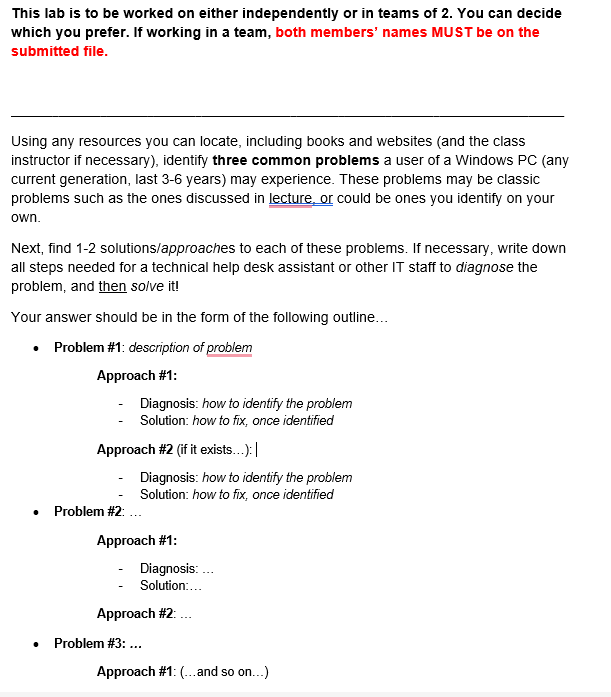 Solved This lab is to be worked on either independently or | Chegg.com