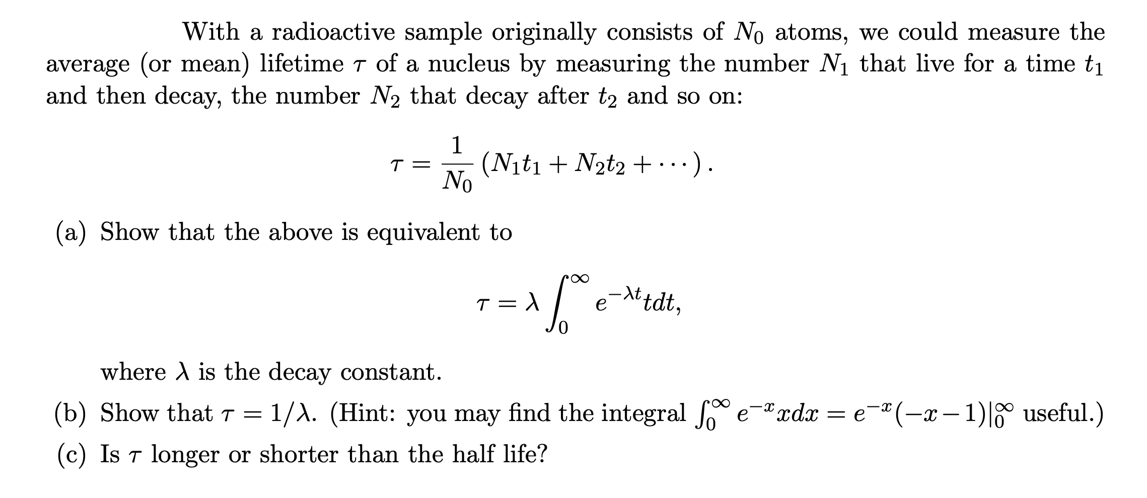 Solved With a radioactive sample originally consists of N0 | Chegg.com