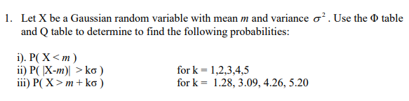 Solved 1. Let X be a Gaussian random variable with mean m | Chegg.com