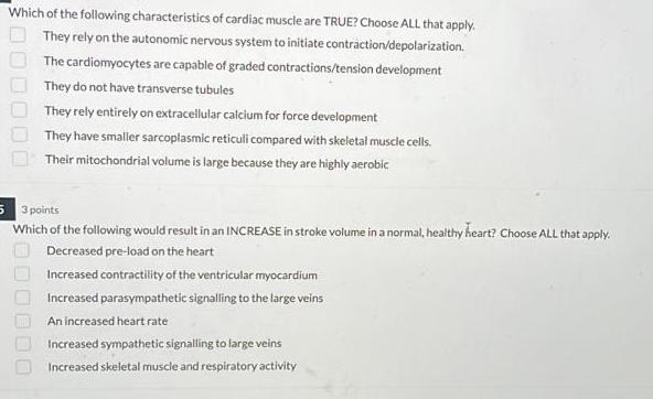 Solved Which of the following characteristics of cardiac | Chegg.com