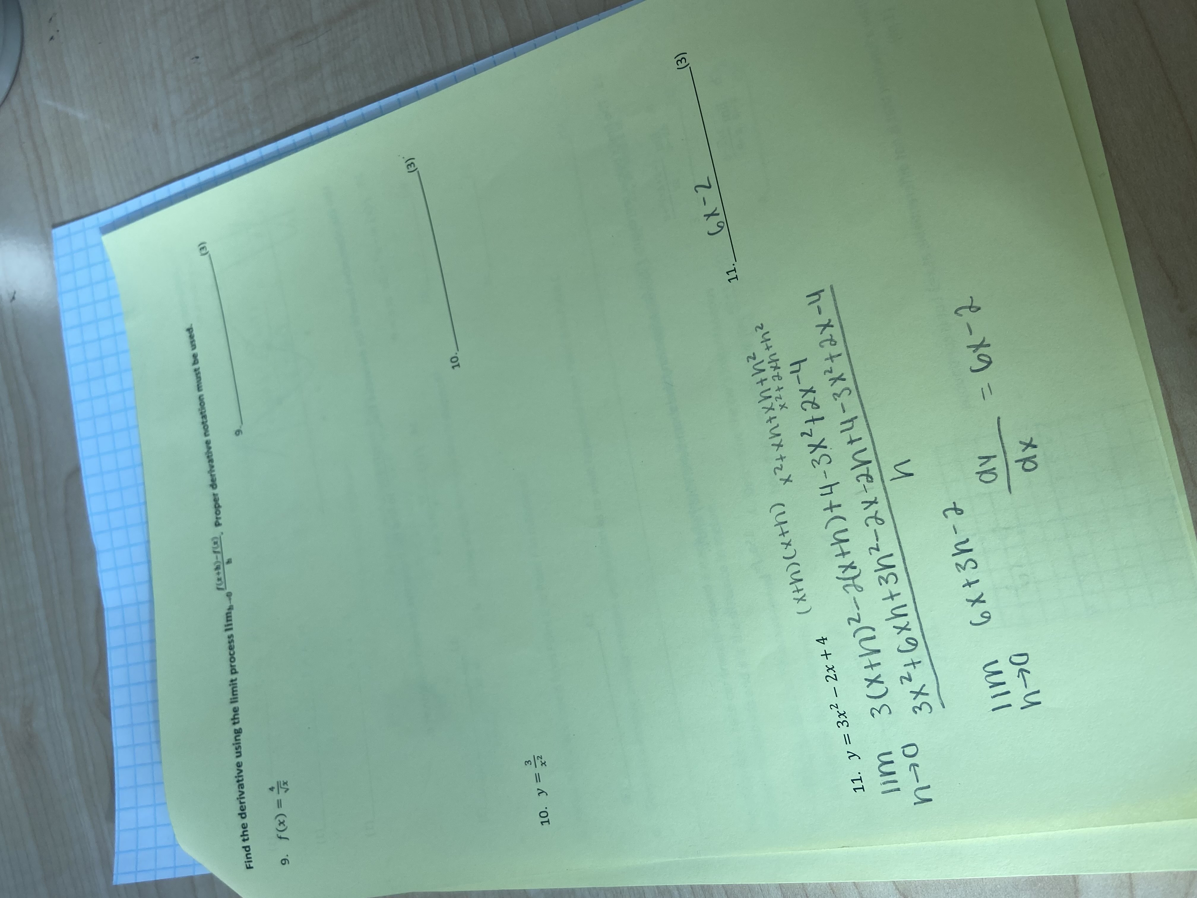 Solved (3) Find the derivative using the limit process lims | Chegg.com