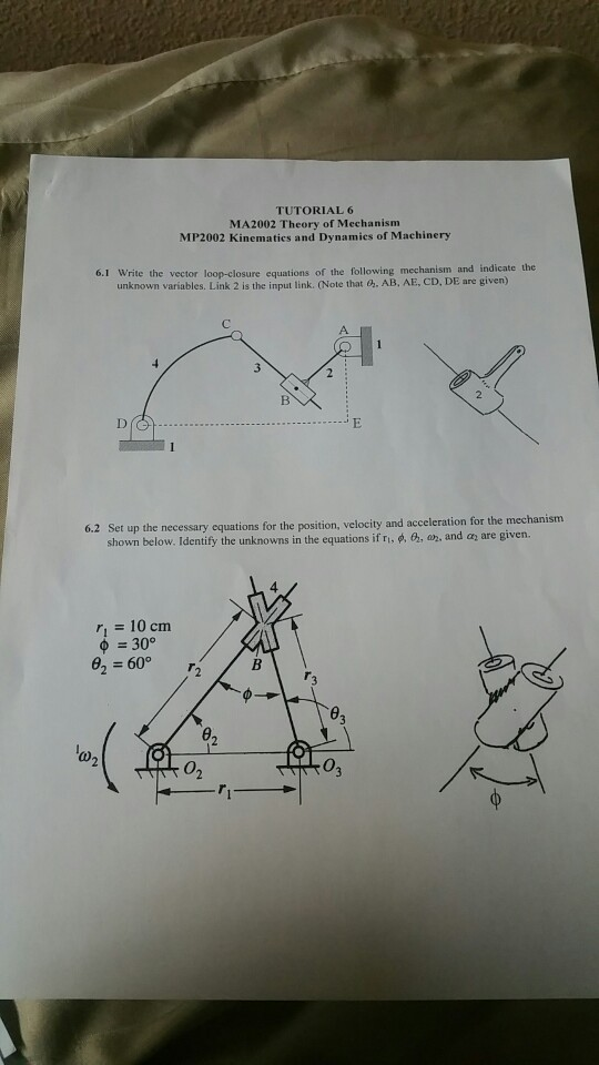 TUTORIAL 6 MA2002 Theory of Mechanism MP2002 | Chegg.com